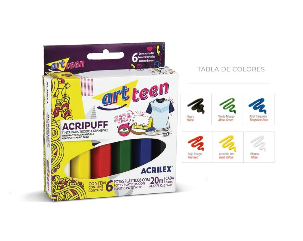 Kit de Pinturas Acripuff Acrilex | Caja de 6 Colores Diferentes Acripuff